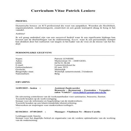 CV Patrick Leniere dec 2015 | PDF