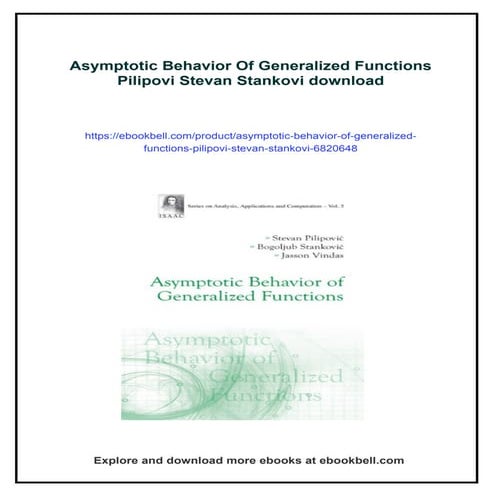 Asymptotic Behavior Of Generalized Functions Pilipovi Stevan Stankovi | PDF