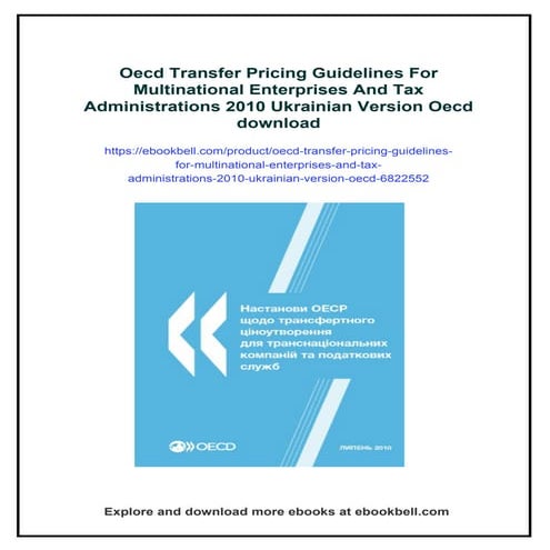 Oecd Transfer Pricing Guidelines For Multinational Enterprises And Tax ...