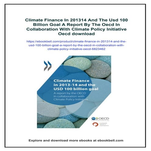 Climate Finance In 201314 And The Usd 100 Billion Goal A Report By The Oecd In Collaboration ...
