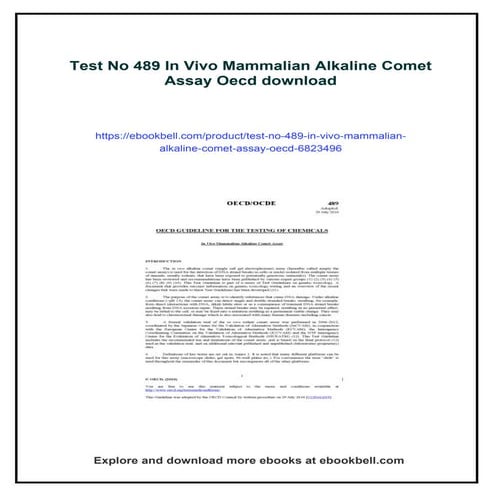 Test No 489 In Vivo Mammalian Alkaline Comet Assay Oecd | PDF