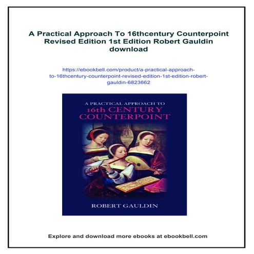 A Practical Approach To 16thcentury Counterpoint Revised Edition 1st ...
