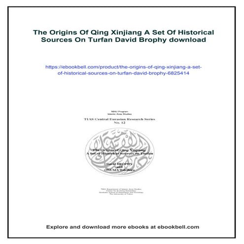 The Origins Of Qing Xinjiang A Set Of Historical Sources On Turfan ...