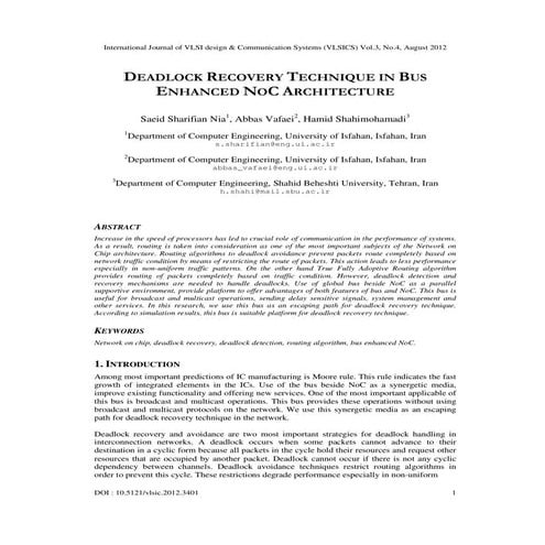 DEADLOCK RECOVERY TECHNIQUE IN BUS ENHANCED NOC ARCHITECTURE | PDF