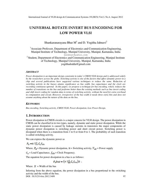 Universal Rotate Invert Bus Encoding For Low Power Vlsi Pdf
