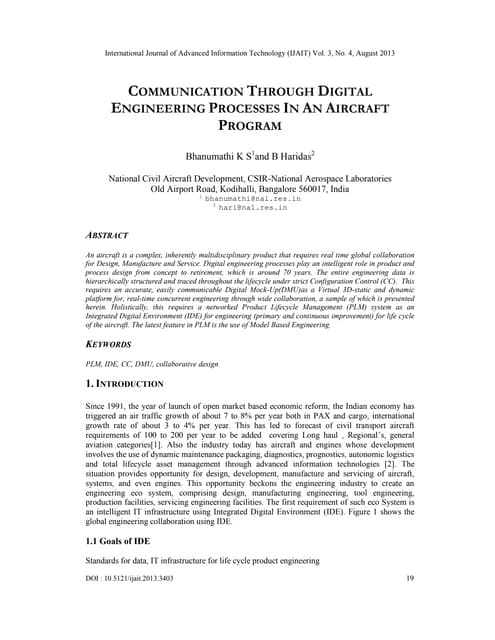 COMMUNICATION THROUGH DIGITAL ENGINEERING PROCESSES IN AN AIRCRAFT ... COMMUNICATION THROUGH DIGITAL ENGINEERING PROCESSES IN AN AIRCRAFT ...