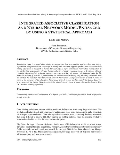 Integrated Associative Classification And Neural Network Model Enhanced By Using A Statistical