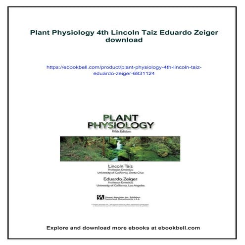 Plant Physiology 4th Lincoln Taiz Eduardo Zeiger | PDF