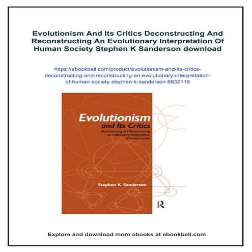 Evolutionism And Its Critics Deconstructing And Reconstructing An ...
