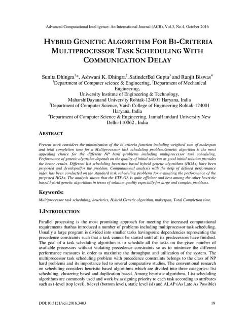 Hybrid Genetic Algorithm For Bi Criteria Multiprocessor Task Scheduling With Communication Delay