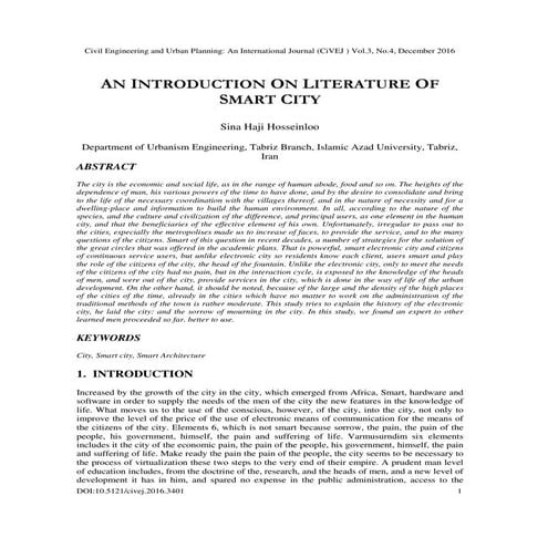 AN INTRODUCTION ON LITERATURE OF SMART CITY | PDF
