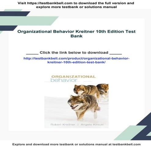 Organizational Behavior Kreitner 10th Edition Test Bank | PDF