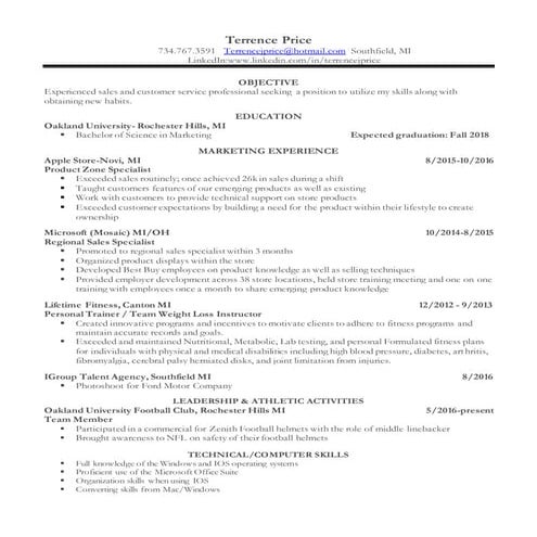 Terrence Price resume 2016 (1) | DOCX | Physical Therapy | Wellness