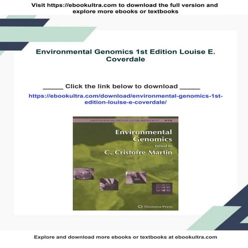Environmental Genomics 1st Edition Louise E. Coverdale | PDF