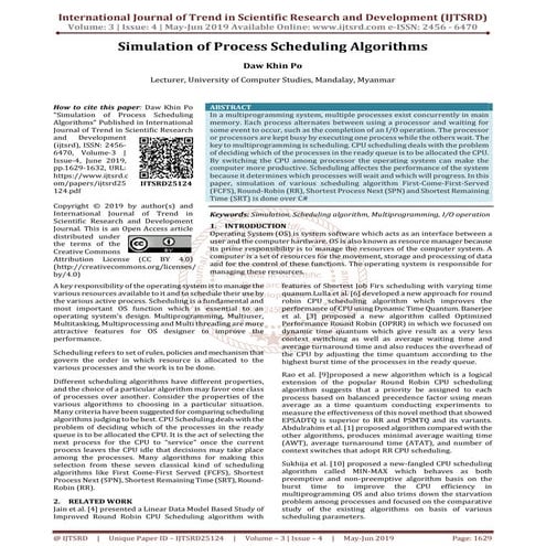 Simulation Of Process Scheduling Algorithms Pdf Operating Systems 2947