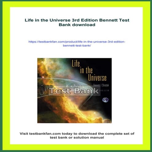 Life in the Universe 3rd Edition Bennett Test Bank | PDF