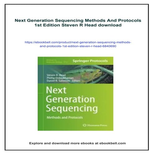 Next Generation Sequencing Methods And Protocols 1st Edition Steven R Head | PDF