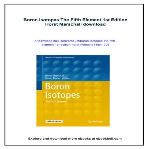 Boron Isotopes The Fifth Element 1st Edition Horst Marschall | PDF