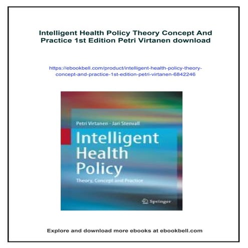 Intelligent Health Policy Theory Concept And Practice 1st Edition Petri ...