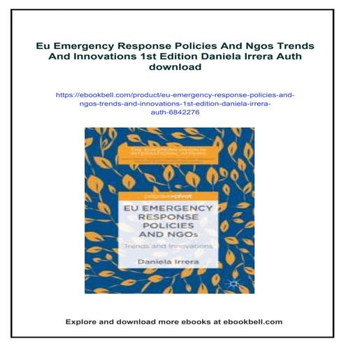 Eu Emergency Response Policies And Ngos Trends And Innovations 1st ...