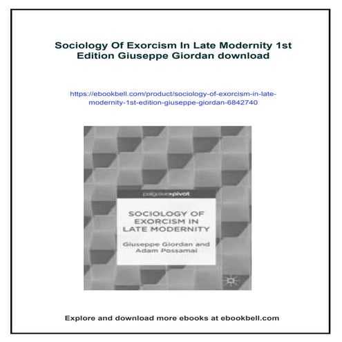 Sociology Of Exorcism In Late Modernity 1st Edition Giuseppe Giordan | PDF