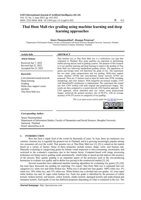 Quality Analysis and Classification of Rice Grains using Image Processing Techniques | PDF