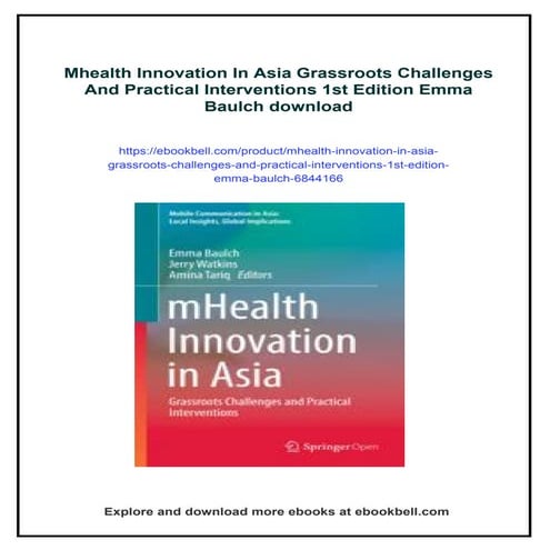 Mhealth Innovation In Asia Grassroots Challenges And Practical ...