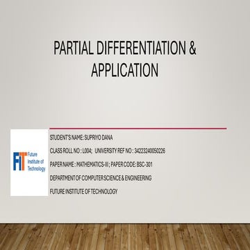 PARTIAL DIFFERENTIATION & APPLICATION . | PPT