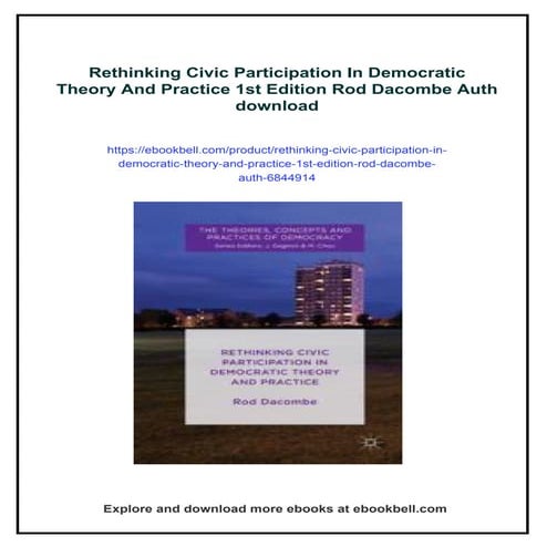 Rethinking Civic Participation In Democratic Theory And Practice 1st ...