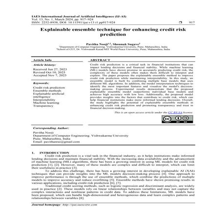 Explainable ensemble technique for enhancing credit risk prediction | PDF