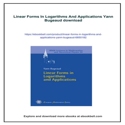 Linear Forms In Logarithms And Applications Yann Bugeaud | PDF