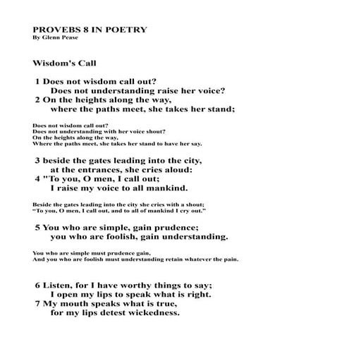 34253011 proverbs-8-in-poetry | PDF