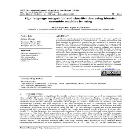 Sign language recognition and classification using blended ensemble ...
