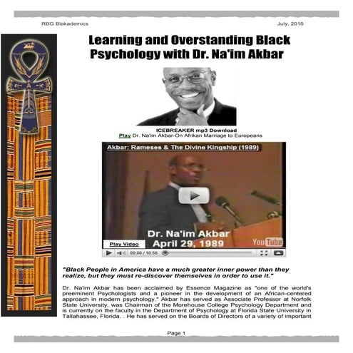 Learning and Overstanding Black Psychology with Dr. Na'Im Akbar | PDF