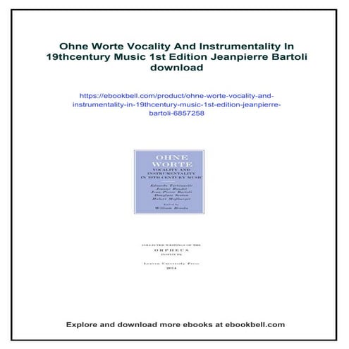 Ohne Worte Vocality And Instrumentality In 19thcentury Music 1st ...