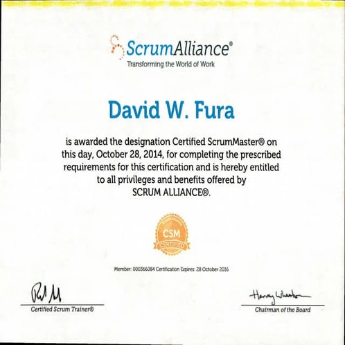 CSM Certificate Oct2015 | PDF