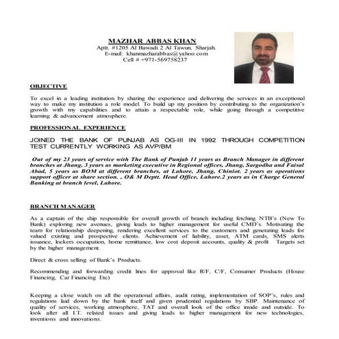 CV MAZHAR ABBAS KHAN | PDF