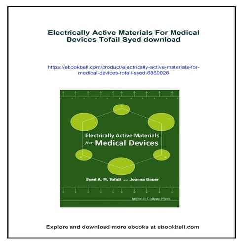 Electrically Active Materials For Medical Devices Tofail Syed | PDF
