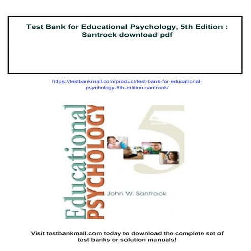 Test Bank for Educational Psychology, 5th Edition : Santrock | PDF
