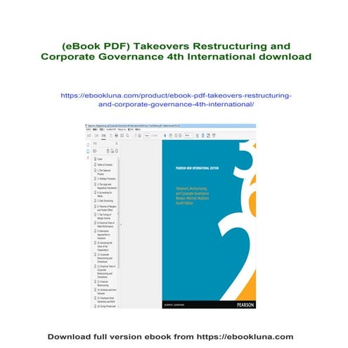 (eBook PDF) Takeovers Restructuring and Corporate Governance 4th International | PDF