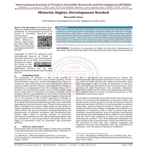 Minority Rights Development Needed | PDF