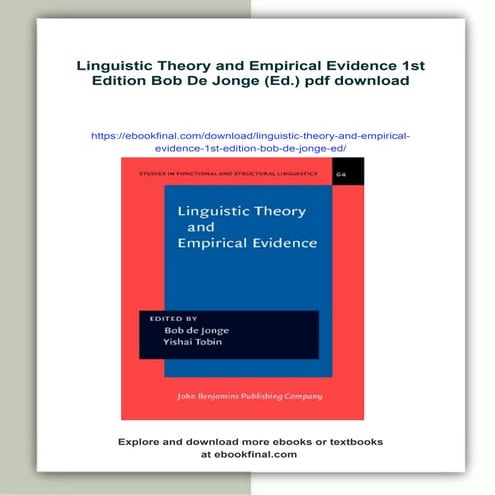 Linguistic Theory and Empirical Evidence 1st Edition Bob De Jonge (Ed.) | PDF