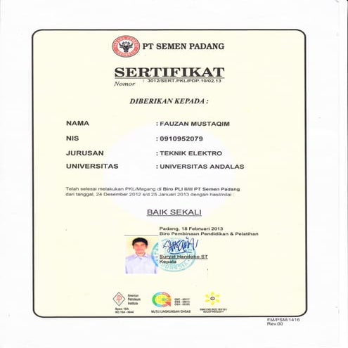 SERT. SEMEN PADANG | PDF