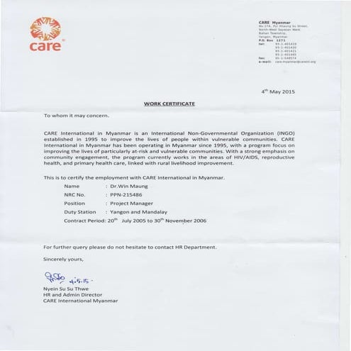 Work Certificate_ Project Manager | PDF