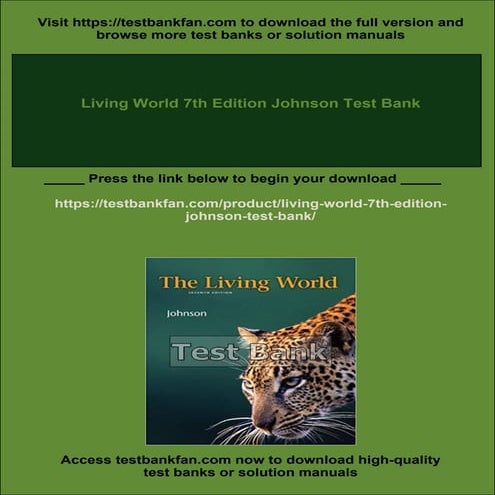Living World 7th Edition Johnson Test Bank | PDF