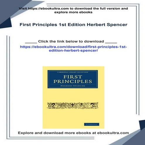 First Principles 1st Edition Herbert Spencer | PDF