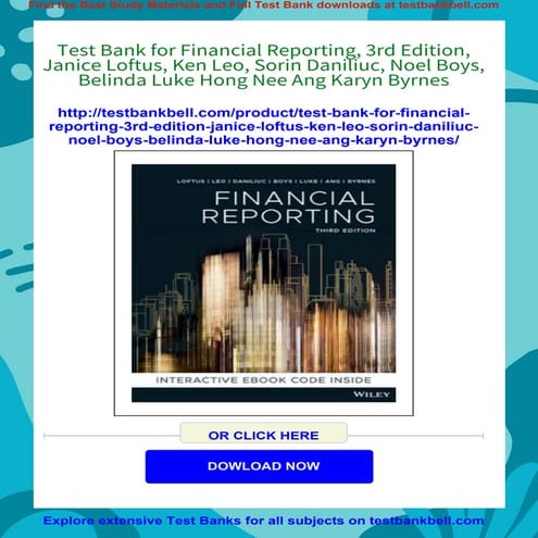 Test Bank for Financial Reporting, 3rd Edition, Janice Loftus, Ken Leo ...