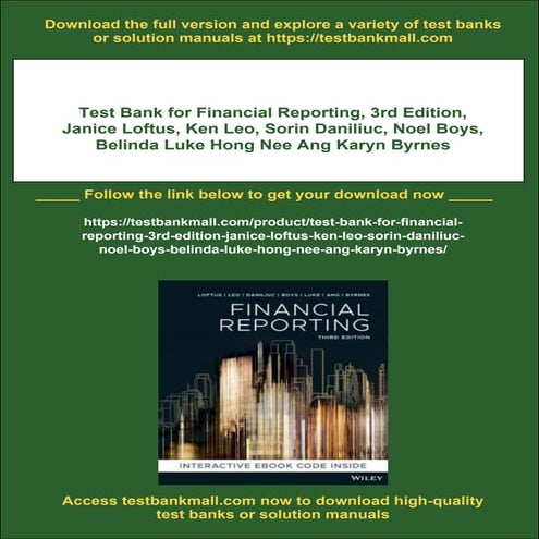 Test Bank for Financial Reporting, 3rd Edition, Janice Loftus, Ken Leo ...