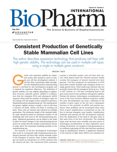 Improved Platforms for CHO Cell Line Development | PDF