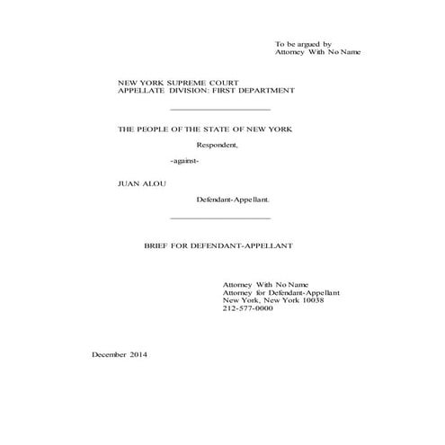 Writing Sample Appellate Brief People v. Alou by Anthony Maddaluno ...